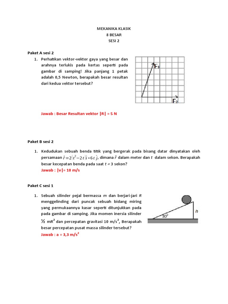 Mekanika Klasik 8 Besar Sesi 2 | PDF | Sains & Matematika