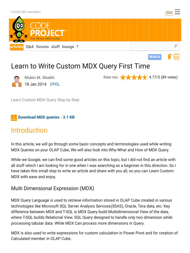 Create Custom MDX Query | PDF | Microsoft Sql Server | Data Management Create Custom MDX Query | PDF | Microsoft Sql Server | Data Management