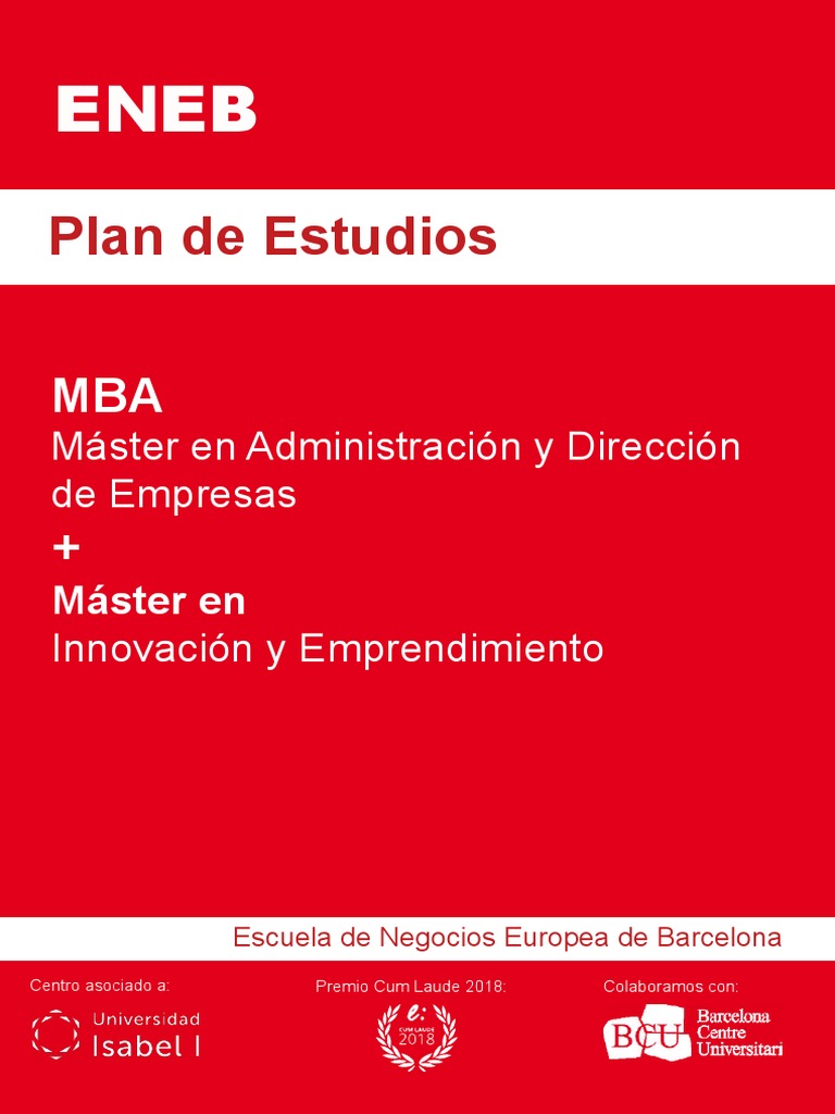 ENEB - Plan de Estudios - MBA + Máster en Innovación y Emprendimiento | PDF | Iniciativa ...