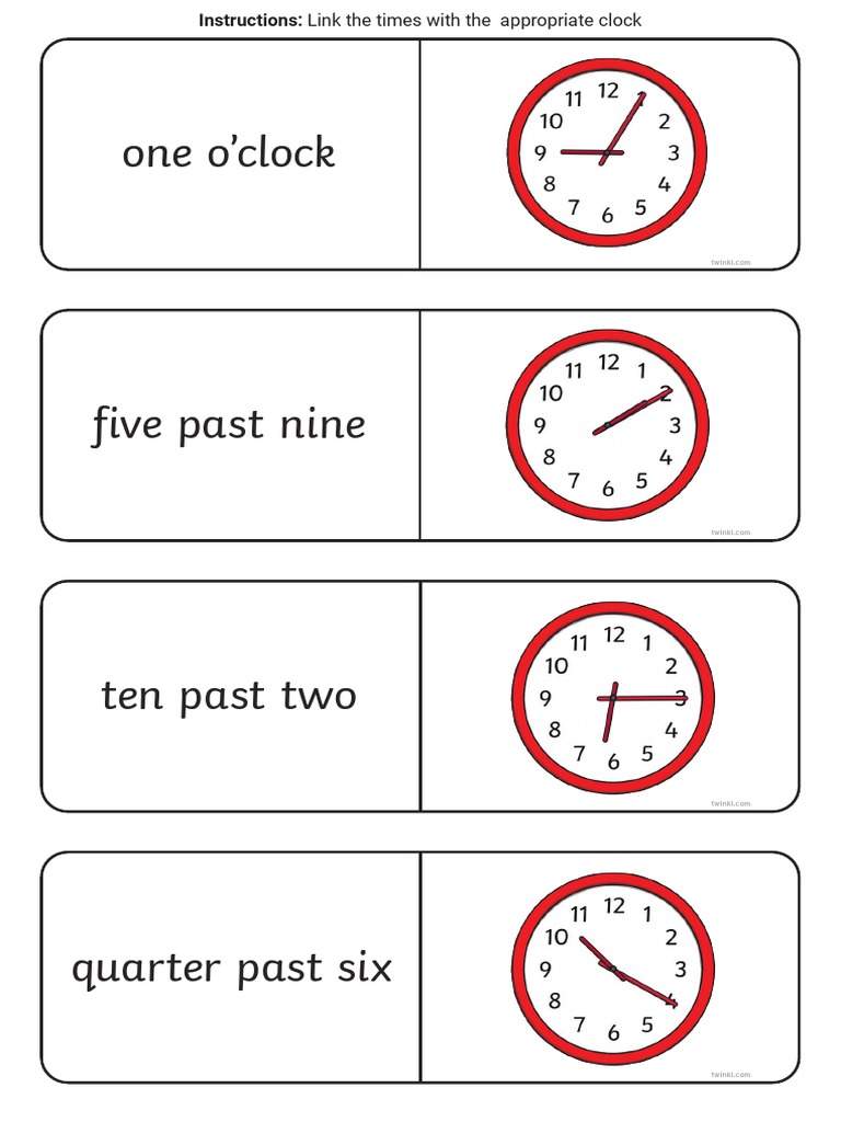 T N 7727 Telling The Time in 5 Minute Intervals Dominoes - Ver - 4 | PDF
