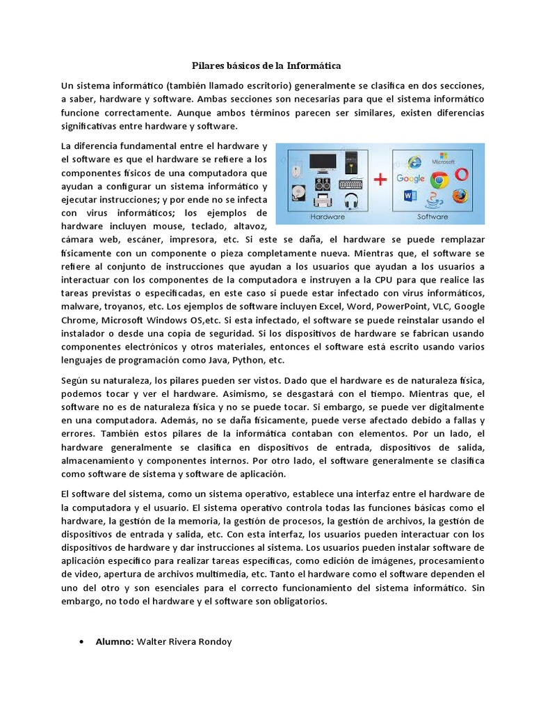 Hardware vs Software: Conceptos Clave | PDF | Hardware de la computadora | Software