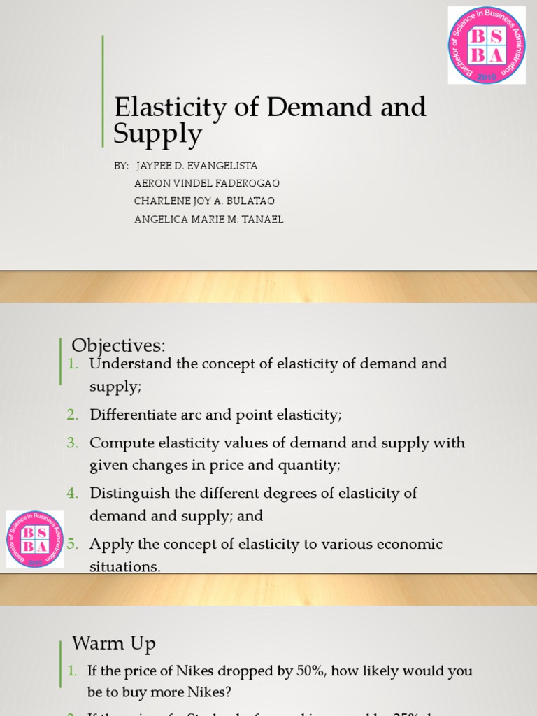 Group 1 Elasticity of Demand and Supply | PDF | Price Elasticity Of ...
