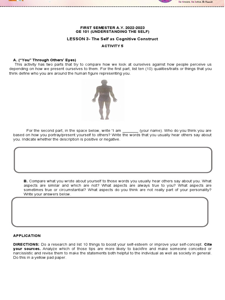 Uts Chapter 1 Lesson 3 Activity 56 | PDF | Self Esteem | Reference Uts Chapter 1 Lesson 3 Activity 56 | PDF | Self Esteem | Reference
