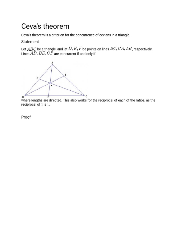 Ceva's Theorem and Menelaus' Theorem: Geometric Proofs of Concurrency ...