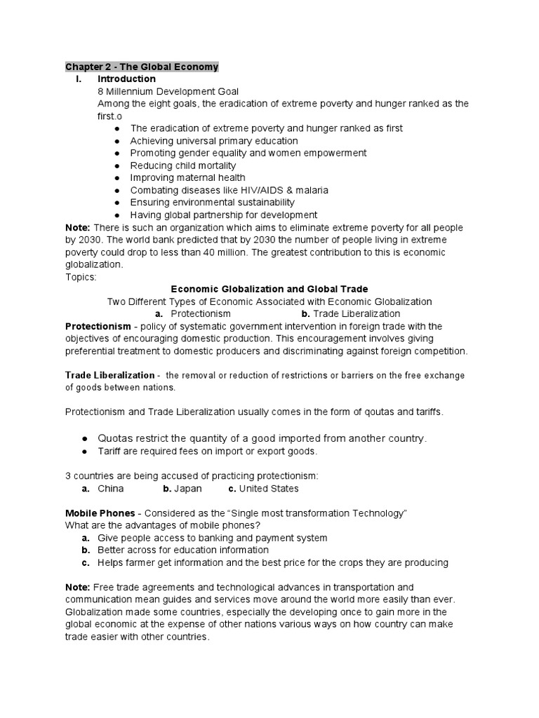 Chapter 2 - The Global Economy | PDF | Globalization | Free Trade