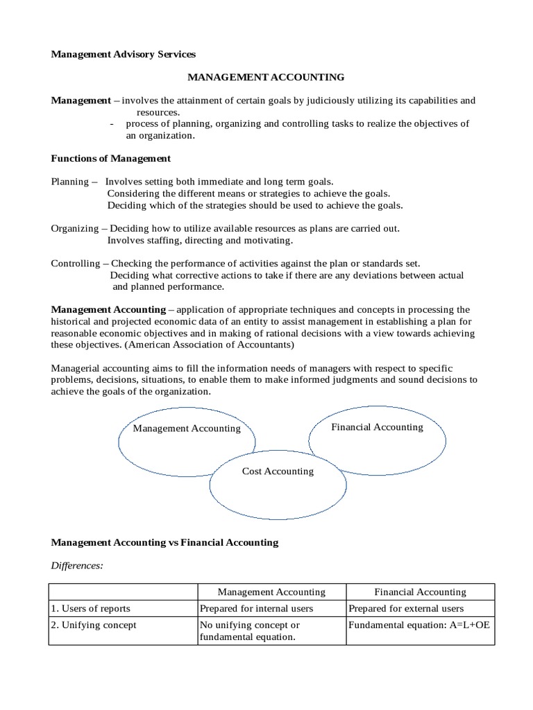 MAS 01 Management Accounting | PDF | Accounting | Management Accounting