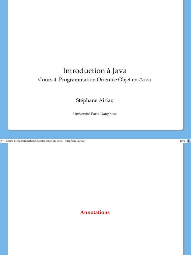 Cours 4 | PDF | Java (Langage de programmation) | Programmation informatique