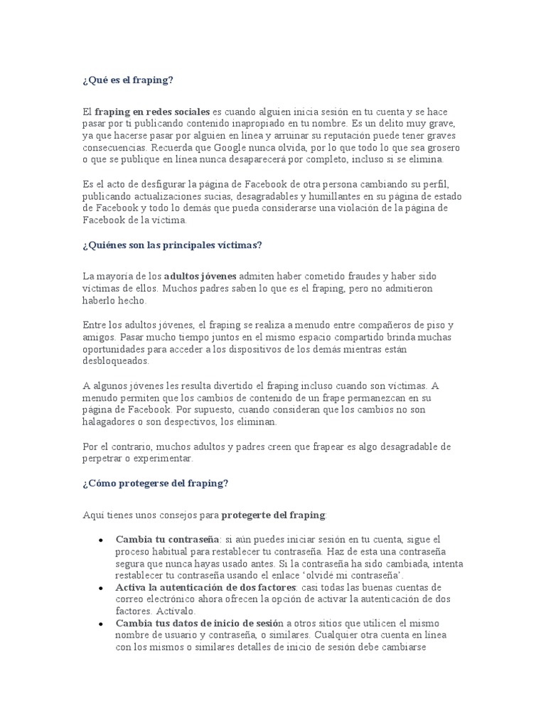 ¿Qué Es El Fraping | PDF | Contraseña | Servicio de redes sociales