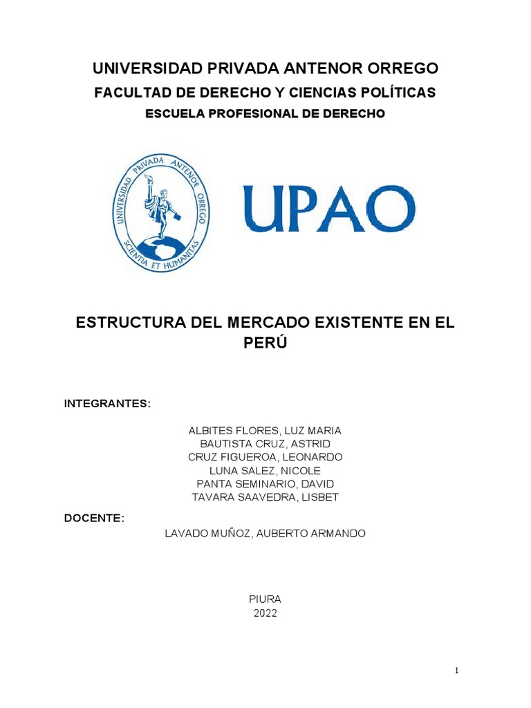 GRUPO 9 - Estructura Del Mercado Existente en El Perú | PDF | Mercado ...