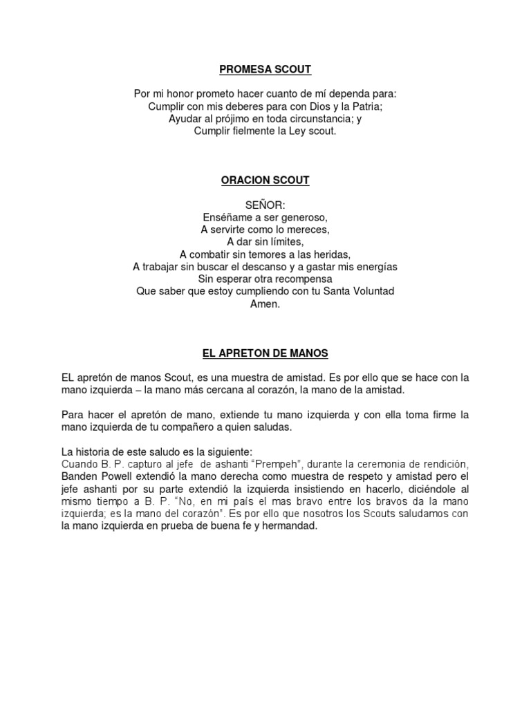Promesa Scout | PDF | Exploración | Organizaciones de recreación al ...