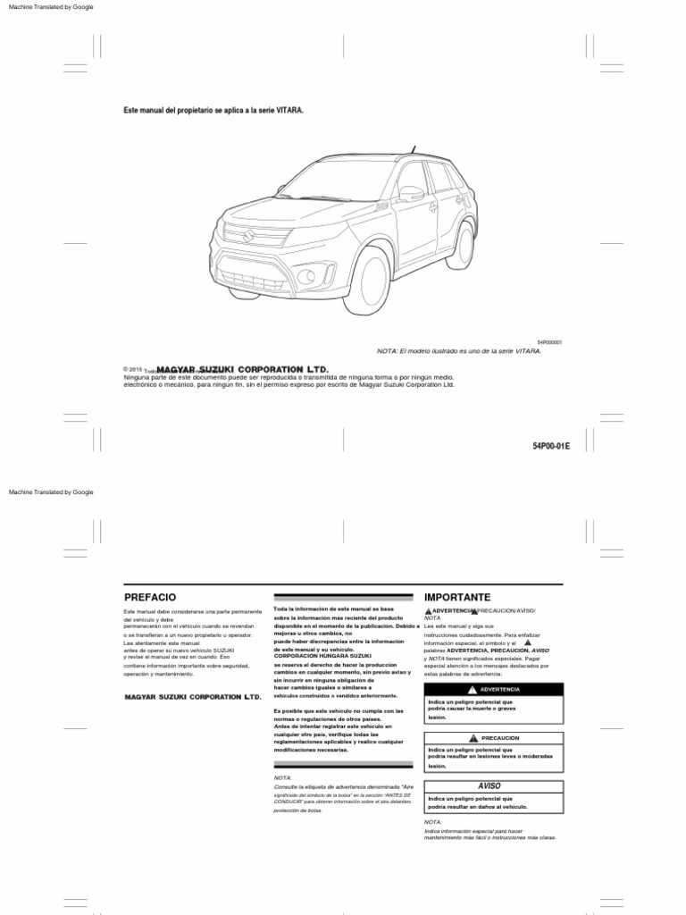 2015 Suzuki Vitara Owners Manual | PDF
