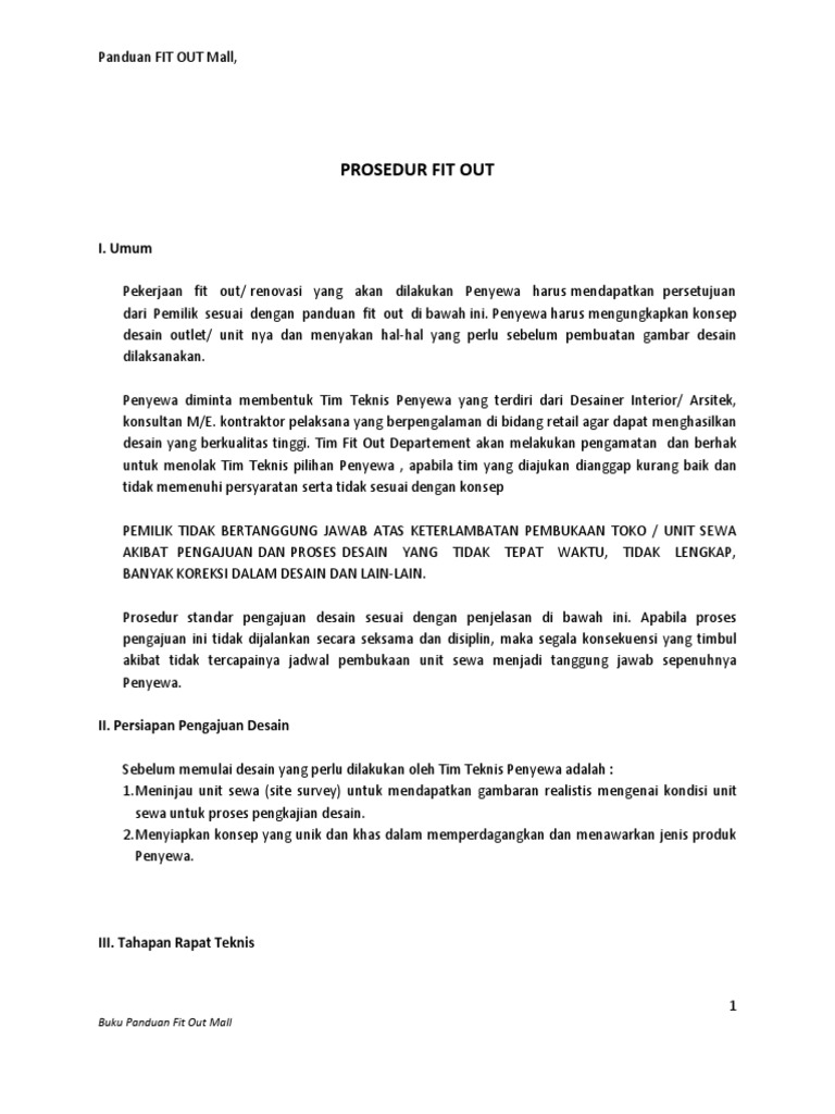 Panduan Fit Out Mall - MEP | PDF