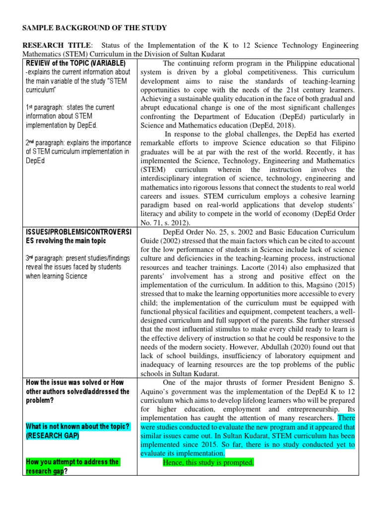 Sample Background of The Study and Significance | PDF