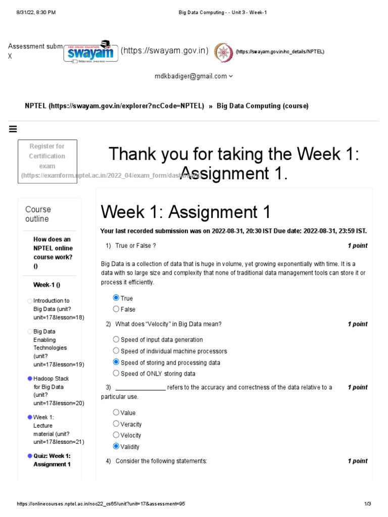 Big Data Computing - Week-1 | PDF | Apache Hadoop | Map Reduce