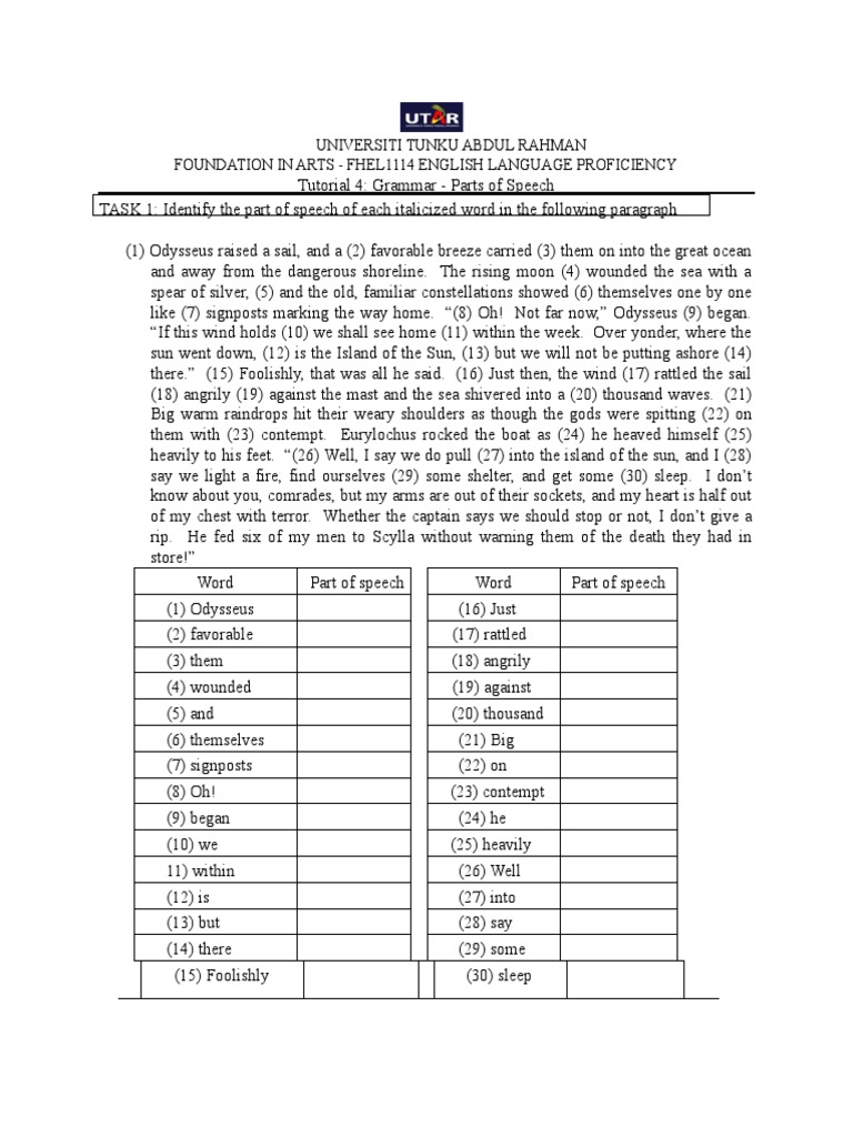 Week 5 - Tutorial Parts of Speech - QP | PDF | Adverb | Adjective