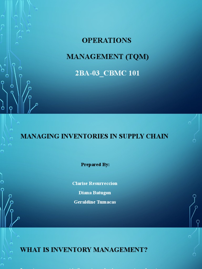 Managing Inventories in Supply Chain | PDF | Inventory | Cost Of Goods Sold