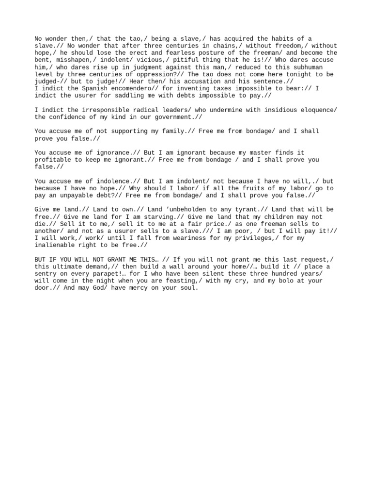 Declamation Speech Land of Bondage TP Rizal Life and Works | PDF