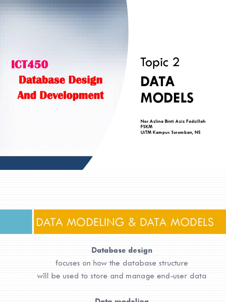 Topic 2 Data Models | PDF | Relational Database | Databases