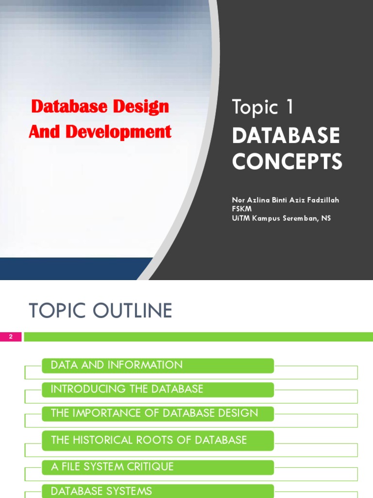 Topic 1 Database Concepts | PDF | Databases | Metadata
