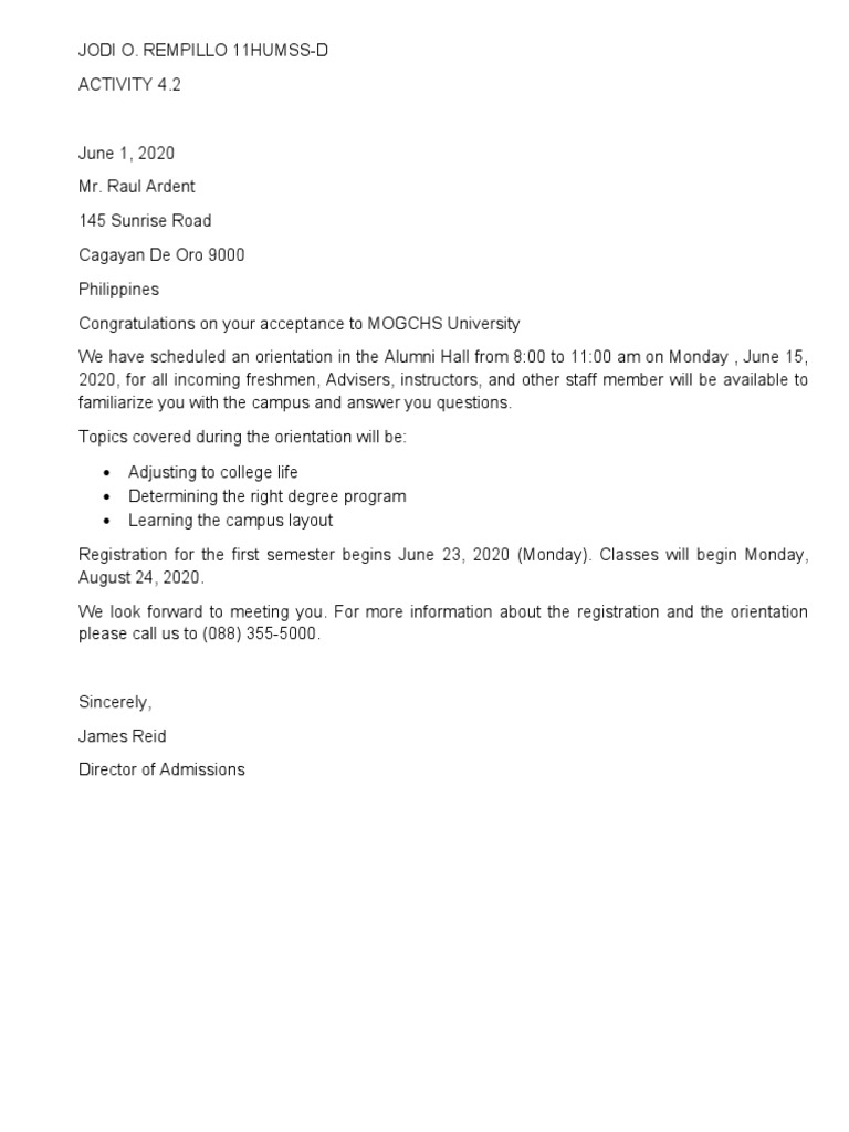 MOGCHS University Mail Merge | PDF
