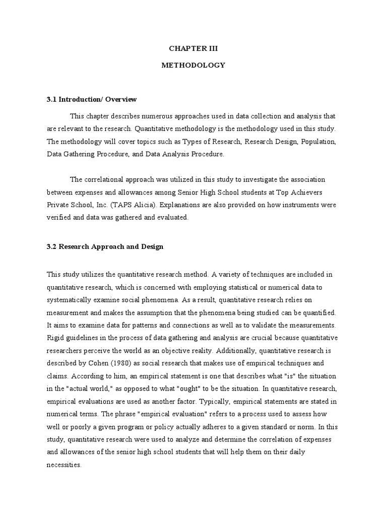 Chapter III - Methodology | PDF | Quantitative Research | Evaluation