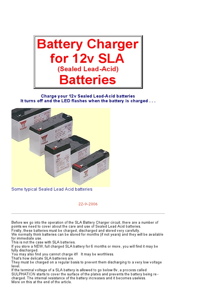 SLA Battery Charging Guide | PDF | Rectifier | Battery Charger