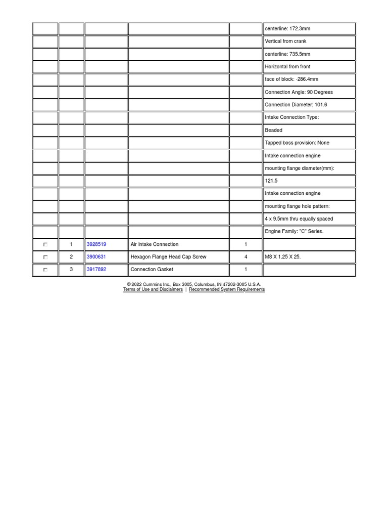 Parts Catalog Cummins, 6LTAA8.9G2 - ESN 82312099 - CPL 3079-11 | PDF