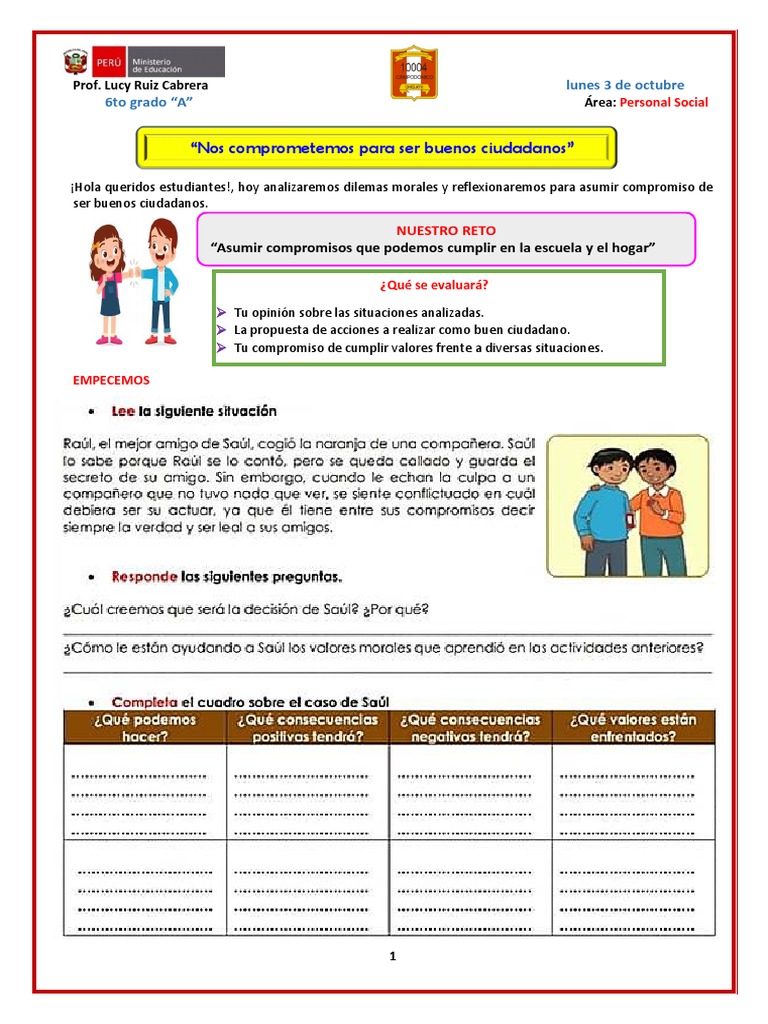 Lunes 3 PS Nos Comprometemos A Ser Buenos Ciudadanos | PDF ...