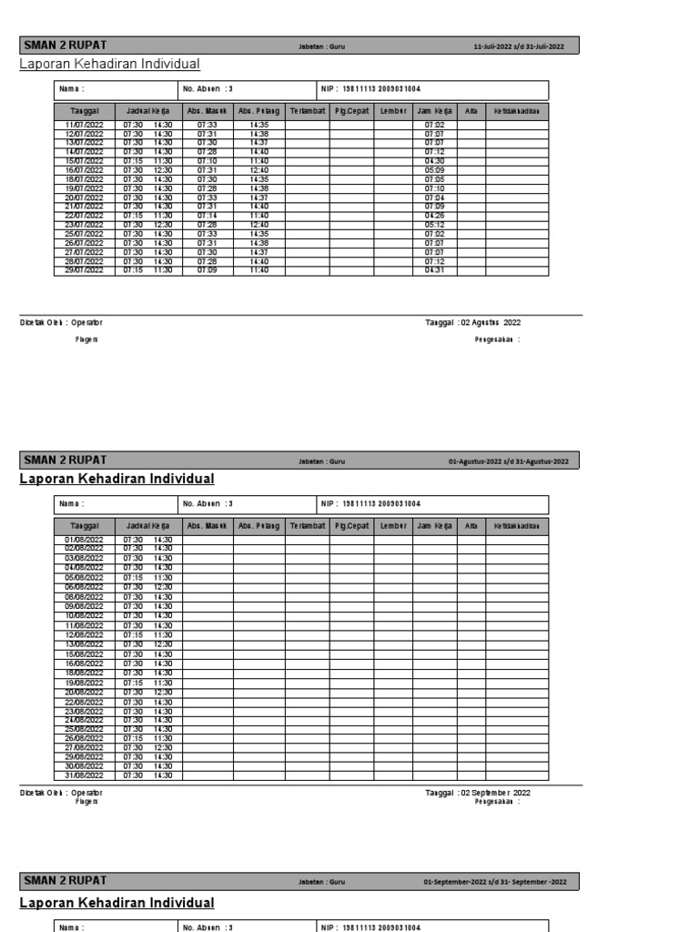 Format Absen FP | PDF