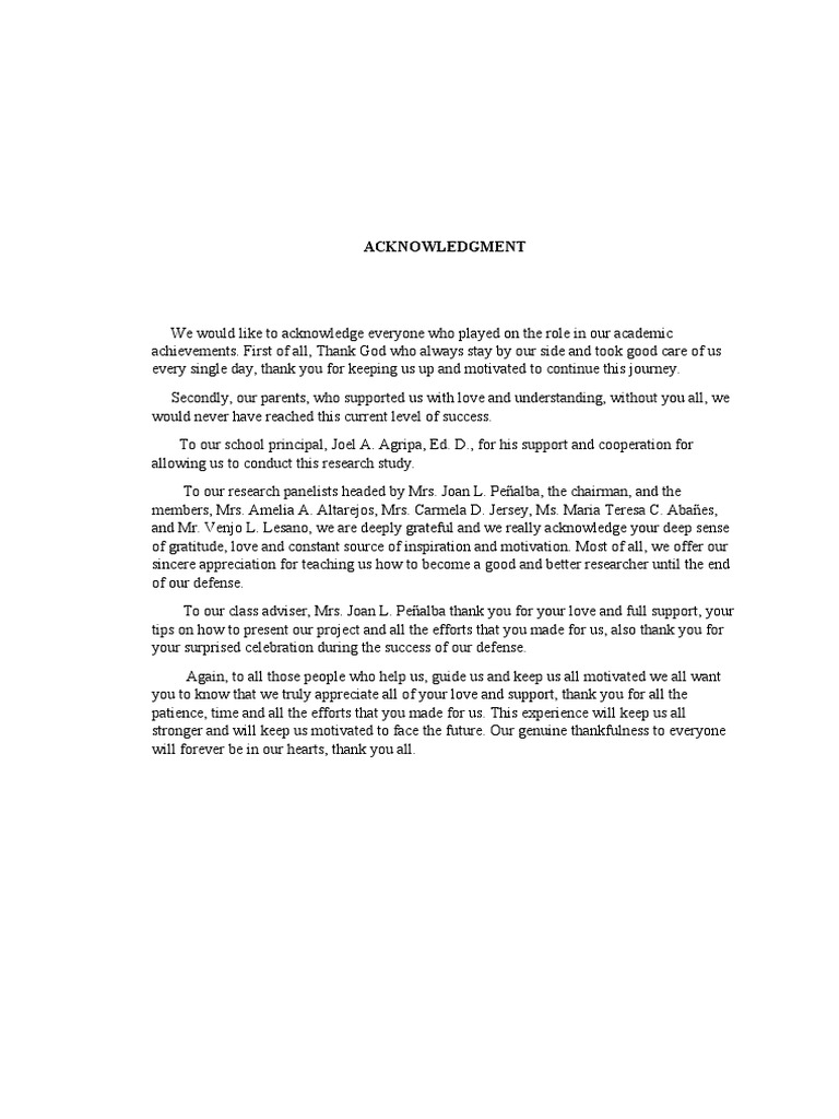 ACKNOWLEDGMENT and DEDICATION | PDF | Love | Gratitude