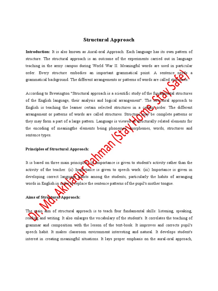 Structural Approach Dr. A. Rahman | PDF | Word | Learning