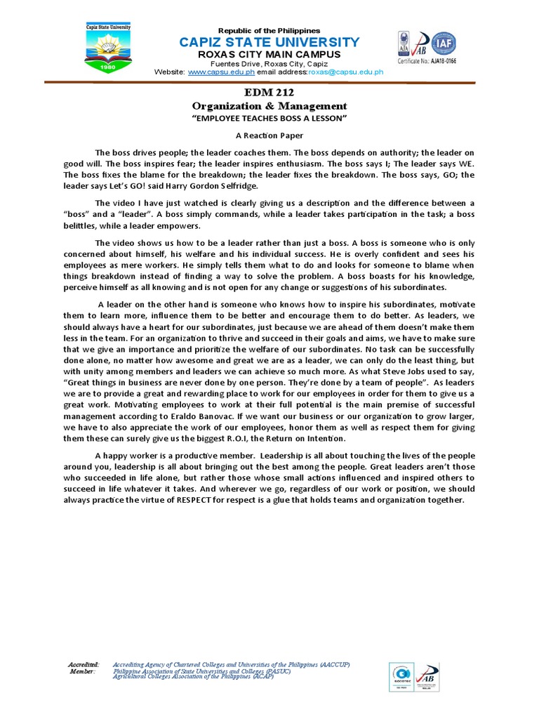 Boss vs. Leader | PDF | Leadership | Behavior Modification