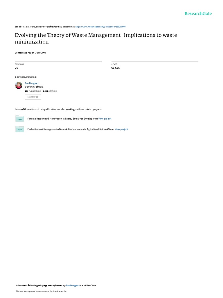 Evolving The Theory of Waste Management-Implicatio | PDF | Recycling ...