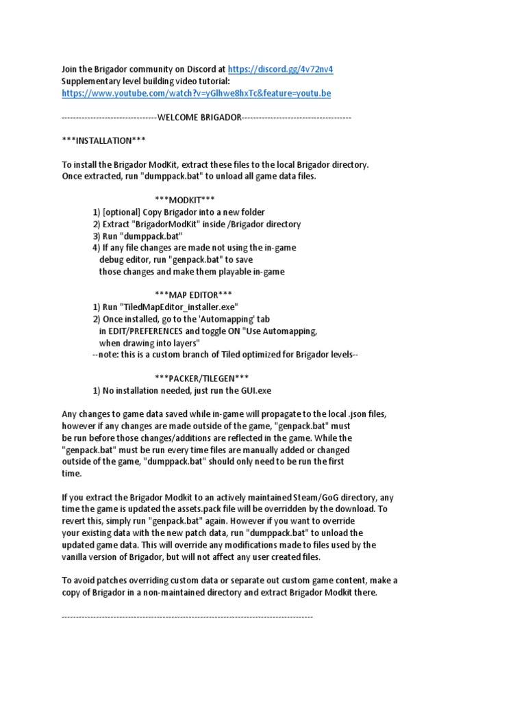 BrigadorModkit Docsv1 | PDF | Computer File | Directory (Computing)