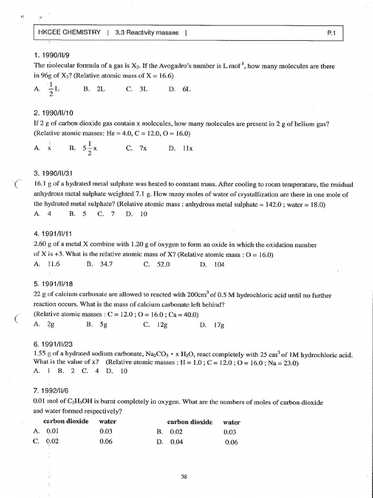 3.3 Reacting Masses | PDF