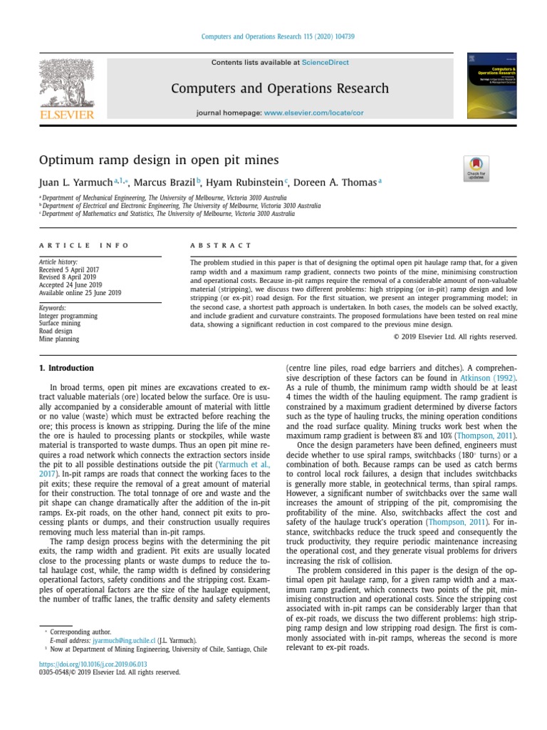 Optimum Ramp Design in Open Pit Mines | PDF | Mathematical Optimization ...