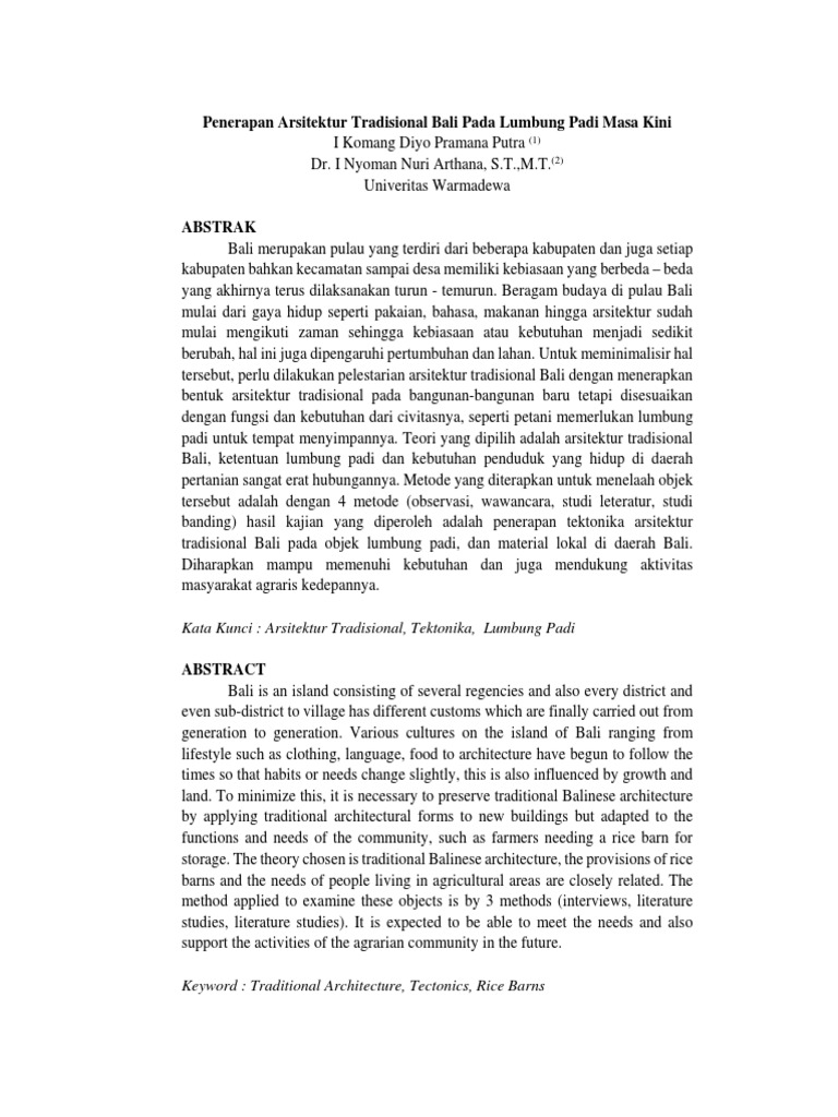 Penerapan Arsitektur Tradisional Bali Pa | PDF