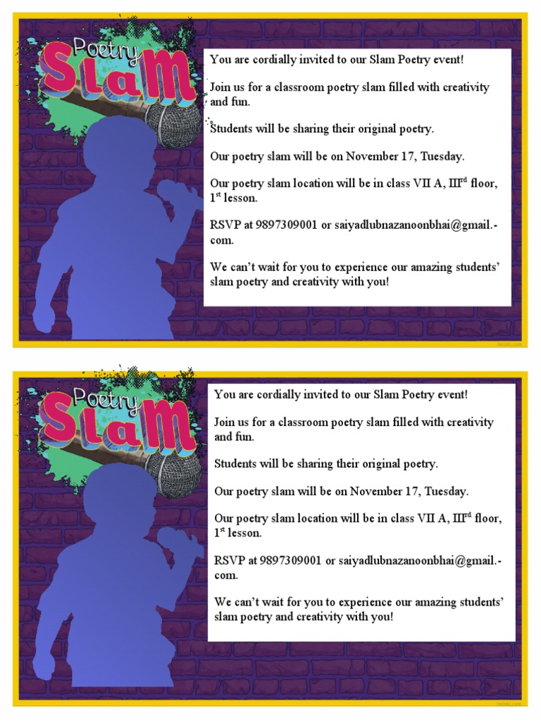 Us e 615 Slam Poetry Edible Invitations Ver 1 | PDF | Poetry | Classics