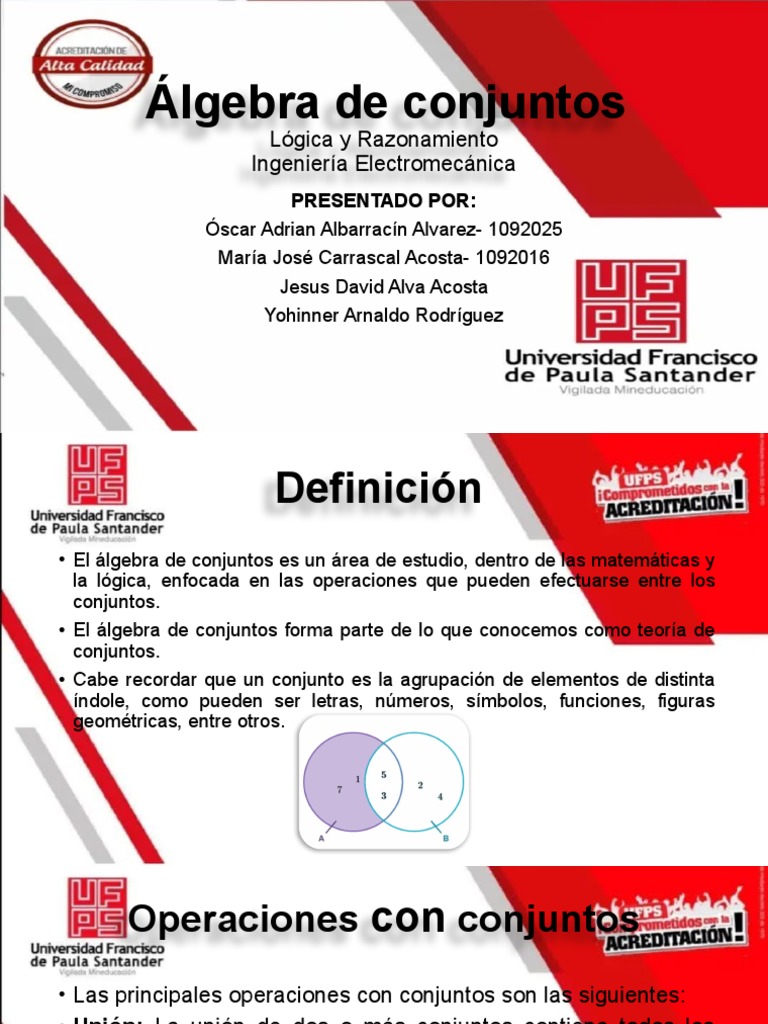 Operaciones y leyes del álgebra de conjuntos | PDF | Conjunto ...