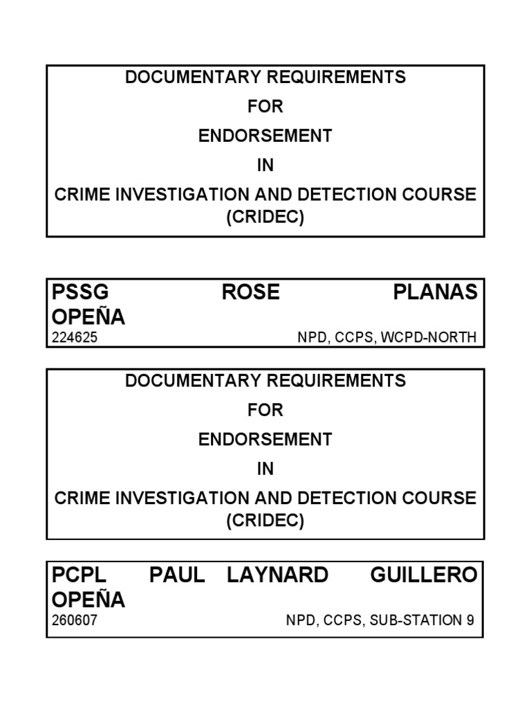 CRIDEC Course Endorsement Requirements | PDF