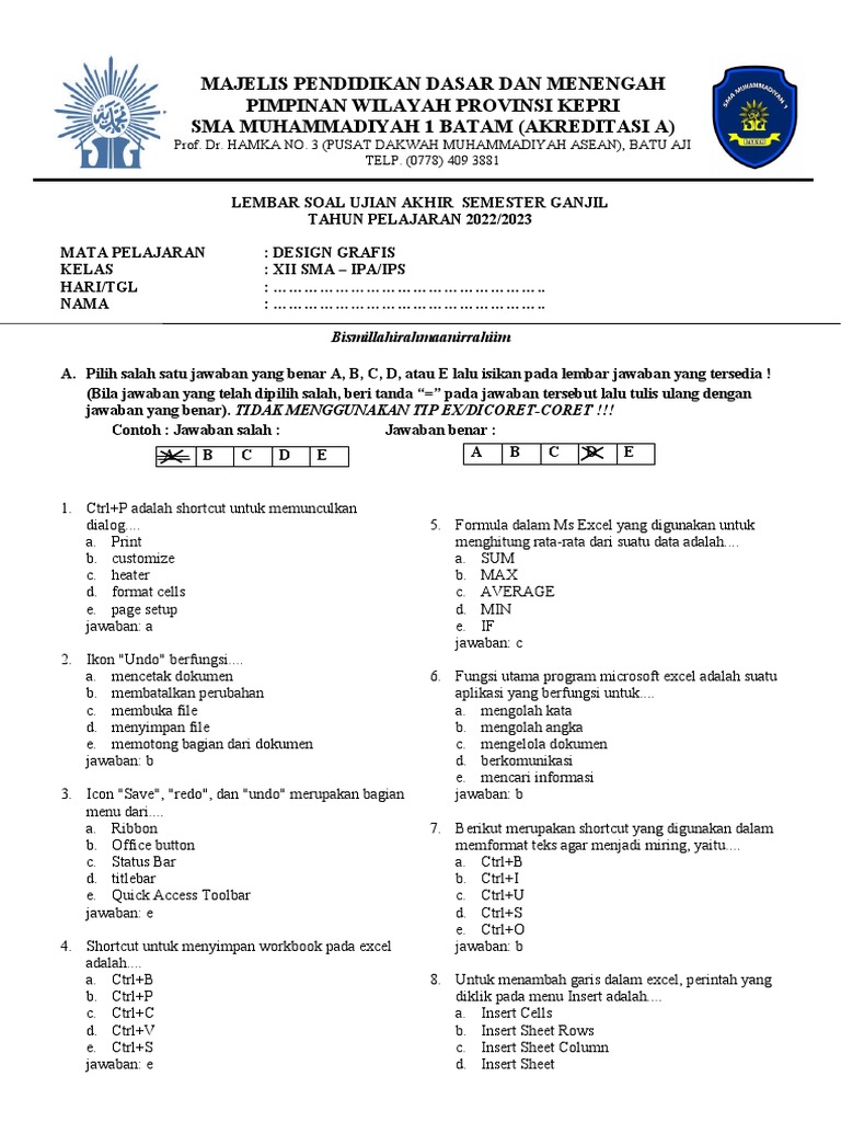 Soal + Jawaban TIK - UAS Ganjil Kls XII-Ryan | PDF