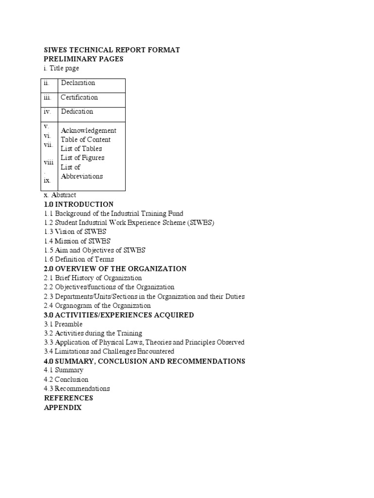 Siwes Technical Report Format | PDF | Experience | Internship