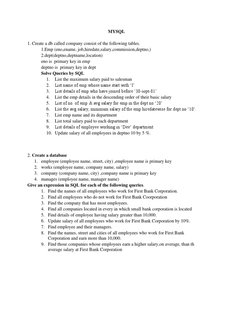 DBMS Lab Practice Asignments | PDF | Relational Model | Databases