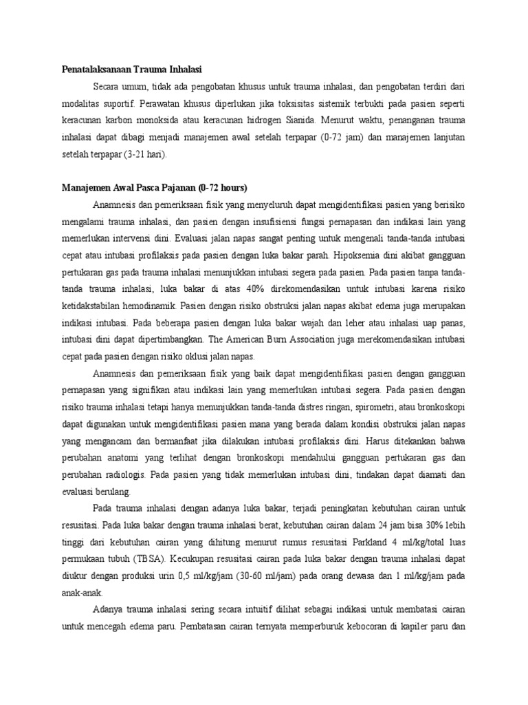 Penatalaksanaan Trauma Inhalasi | PDF