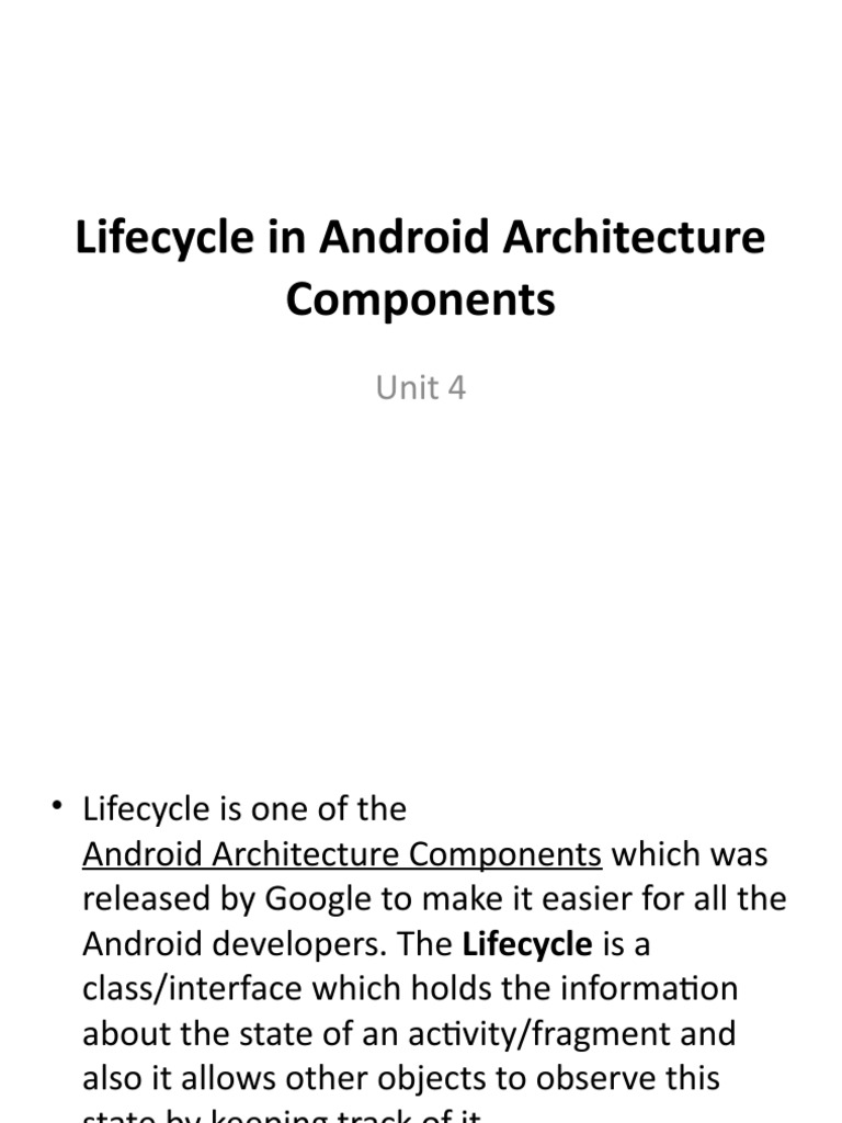 Lifecycle In Android Architecture Pdf Android Operating System Graphical User Interfaces