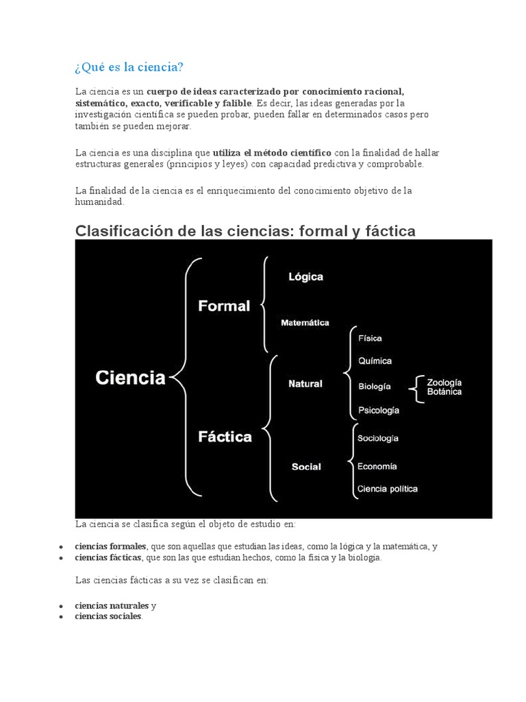 Clasificación de Las Ciencias: Formal y Fáctica: ¿Qué Es La Ciencia ...