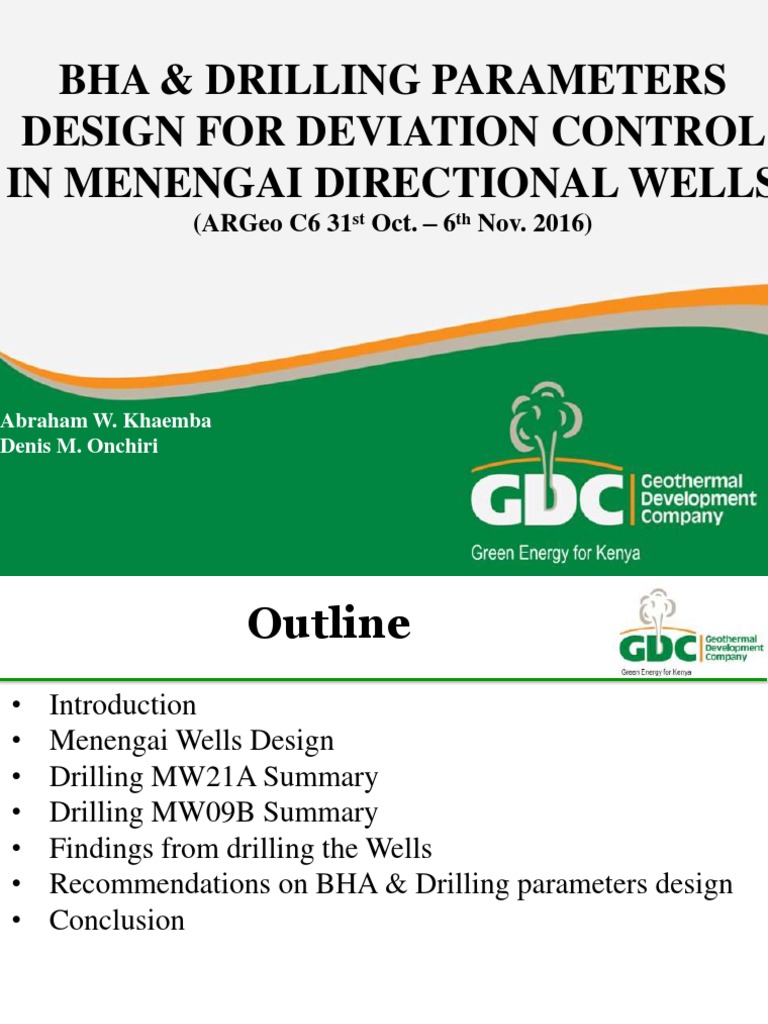 Bha and Drilling Parameters Design For Deviation Control in Menengai Directional Wells | PDF ...