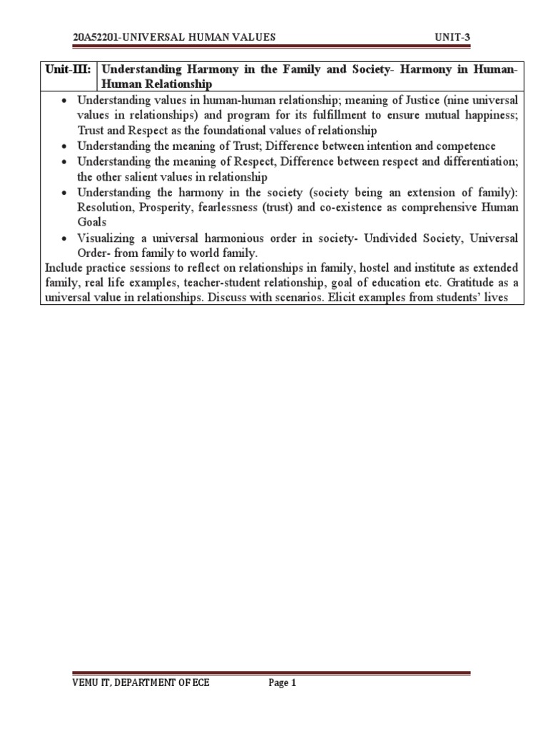 UHV Unit-3 Lecture Notes | PDF | Happiness | Love