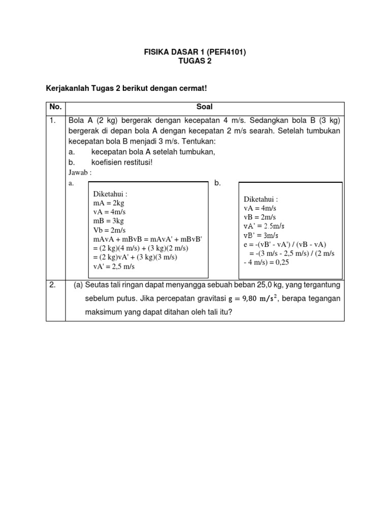 TUGAS 1 FISIKA DASAR 1 - Rev | PDF