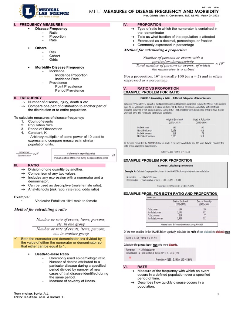 MEASURES OF DISEASE FREQUENCY AND MORBIDITY | PDF | Incidence ...